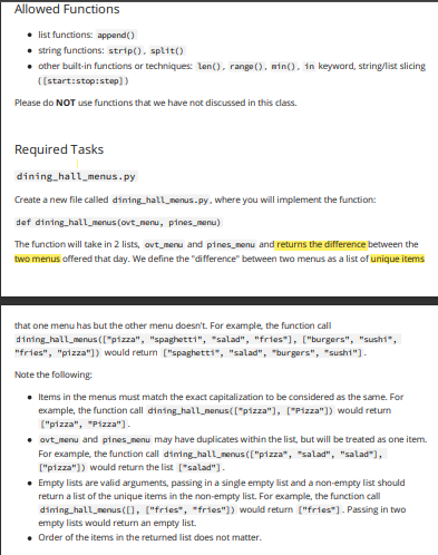 Solved Allowed Functions - list functions: append() - string | Chegg.com