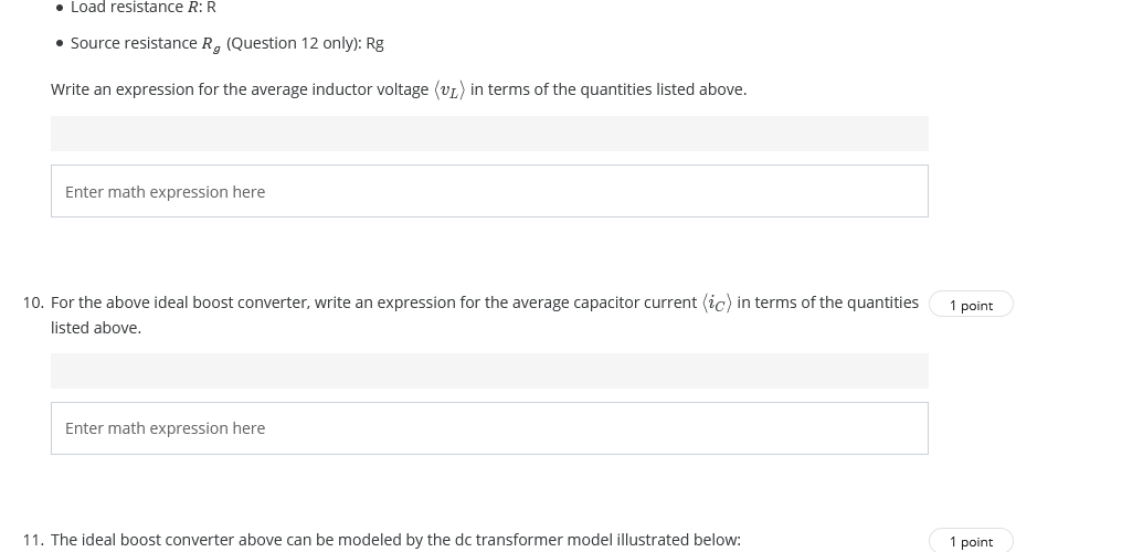 Solved 9. Question 9 I n the ideal boost converter | Chegg.com