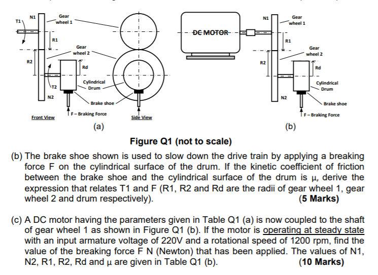 Solved N1 Gear wheel 1 N1 T1 Gear wheel 1 ĐỆMOTOR- R1 R1 | Chegg.com