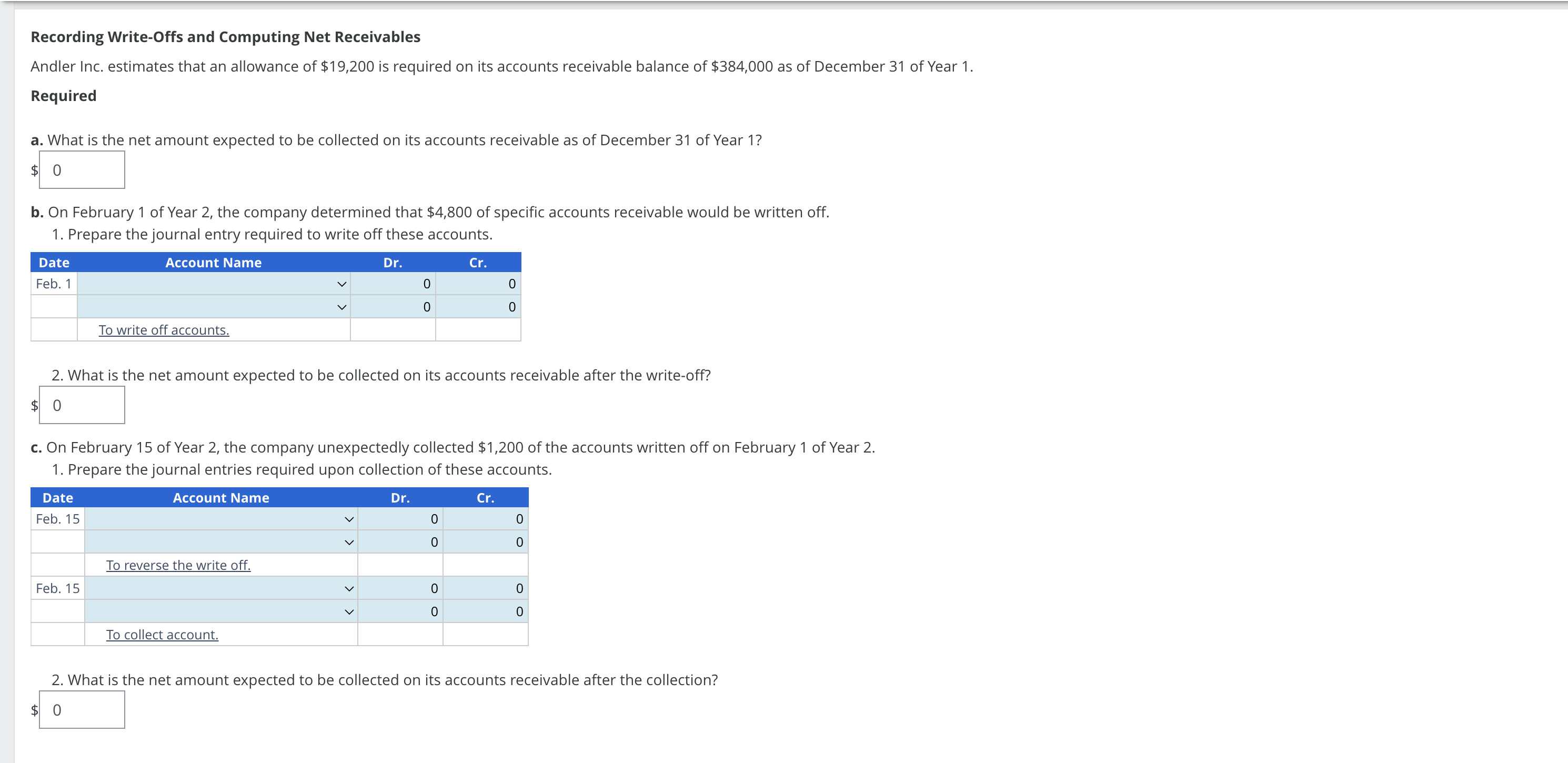 Solved Recording Write-Offs and Computing Net | Chegg.com