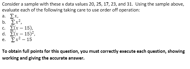 Solved Consider a sample with these x data values 20, 25, | Chegg.com