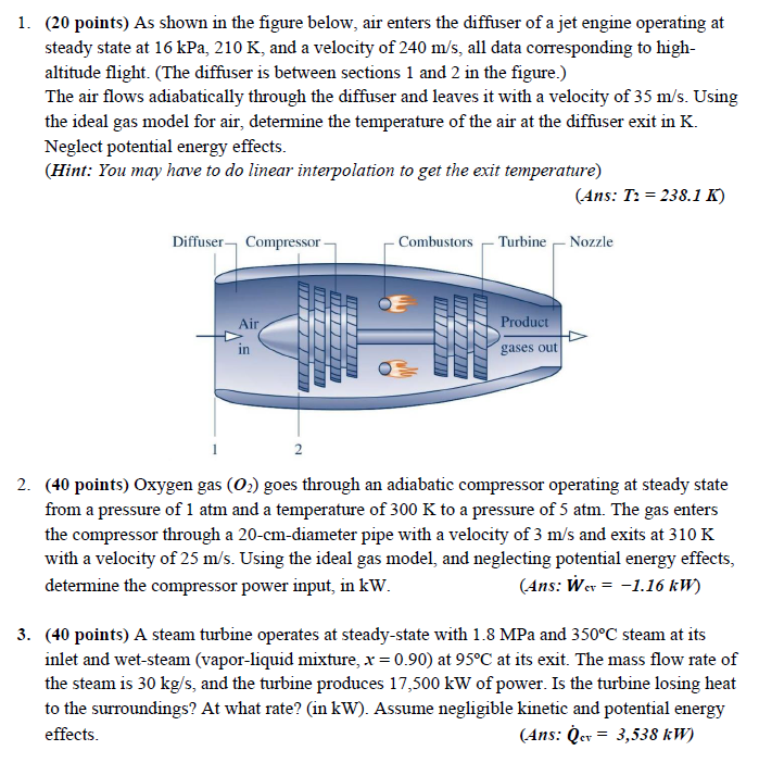Solved 1. (20 points) As shown in the figure below, air | Chegg.com
