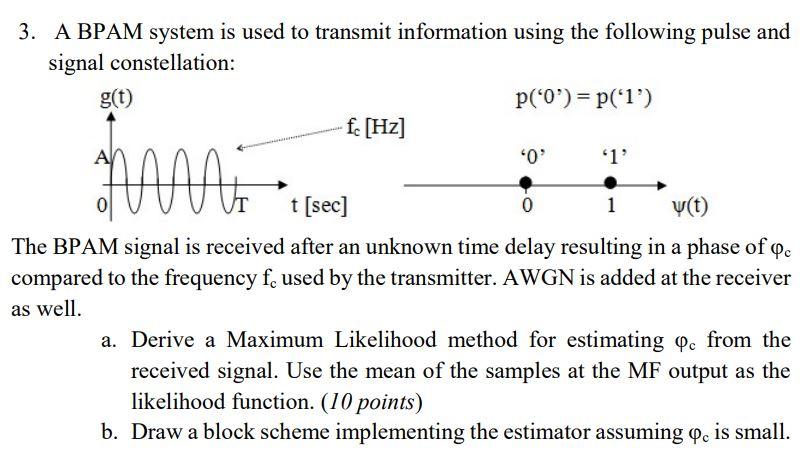 3. A BPAM system is used to transmit information | Chegg.com