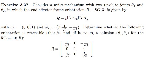 Solved Using inverse kinematics solve: Exercise 3.37 | Chegg.com