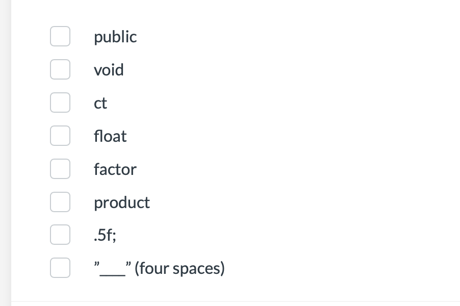 Solved Consider the following Java code. Which four strings | Chegg.com