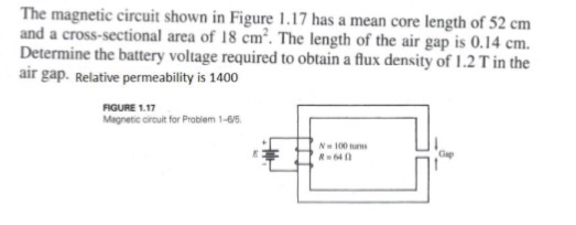 Solved The magnetic circuit shown in Figure 1.17 has a mean | Chegg.com