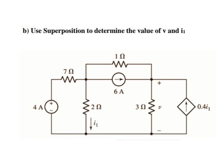 Solved b) Use Superposition to determine the value of \\( v | Chegg.com