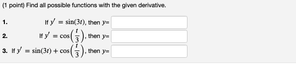 Solved (1 point) Find all possible functions with the given | Chegg.com