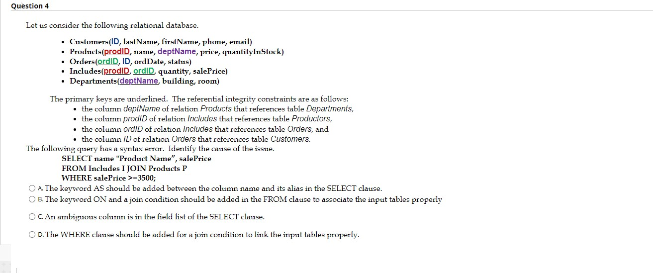 Solved Let us consider the following relational database. - | Chegg.com