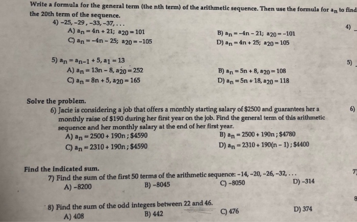 Solved Write a formula for the general term (the nth term) | Chegg.com