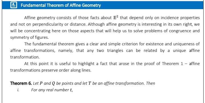 Solved Fundamental Theorem of Affine Geometry Affine | Chegg.com