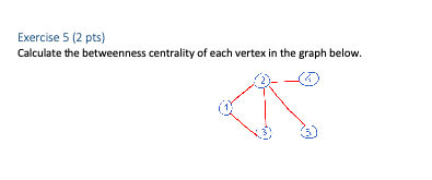 Solved Exercise 5 (2 pts) Calculate the betweenness | Chegg.com
