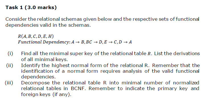 Solved Task 1 (3.0 marks) Consider the relational schemas | Chegg.com