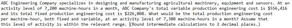 Solved ABC Engineering Company specializes in designing and | Chegg.com