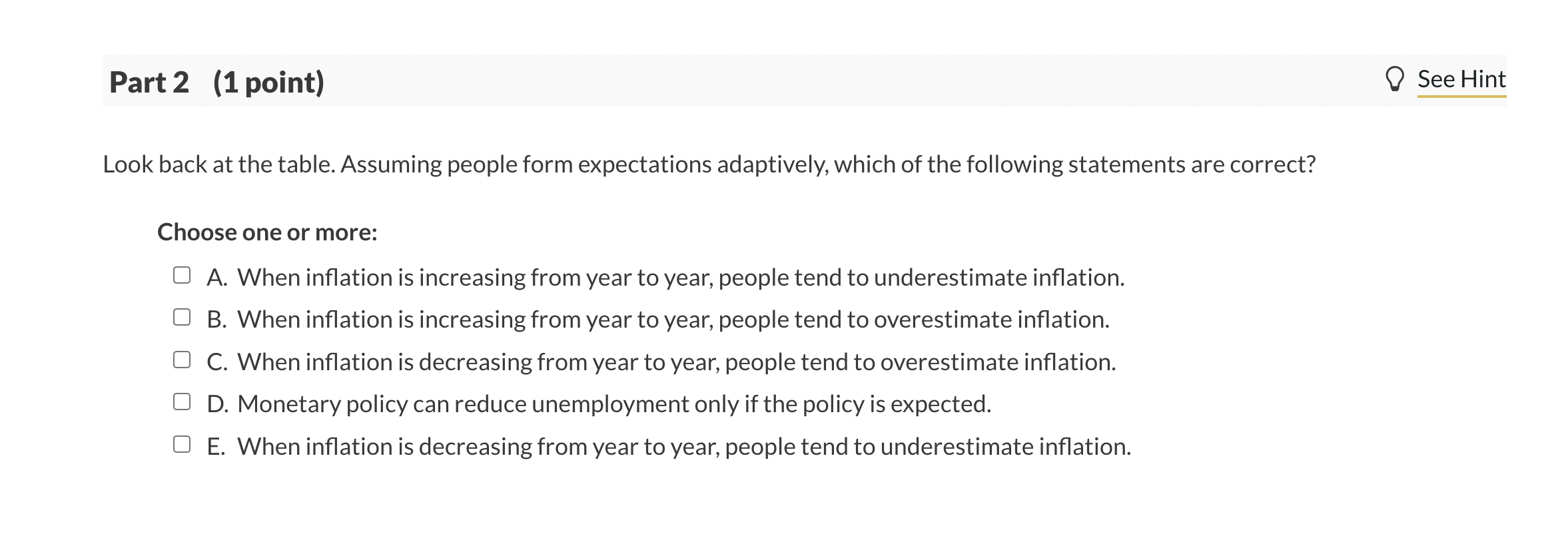 Solved Part 1 (6 points) The table below reports the actual | Chegg.com
