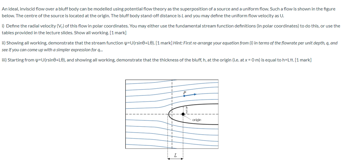 Solved An ideal, inviscid flow over a bluff body can be | Chegg.com