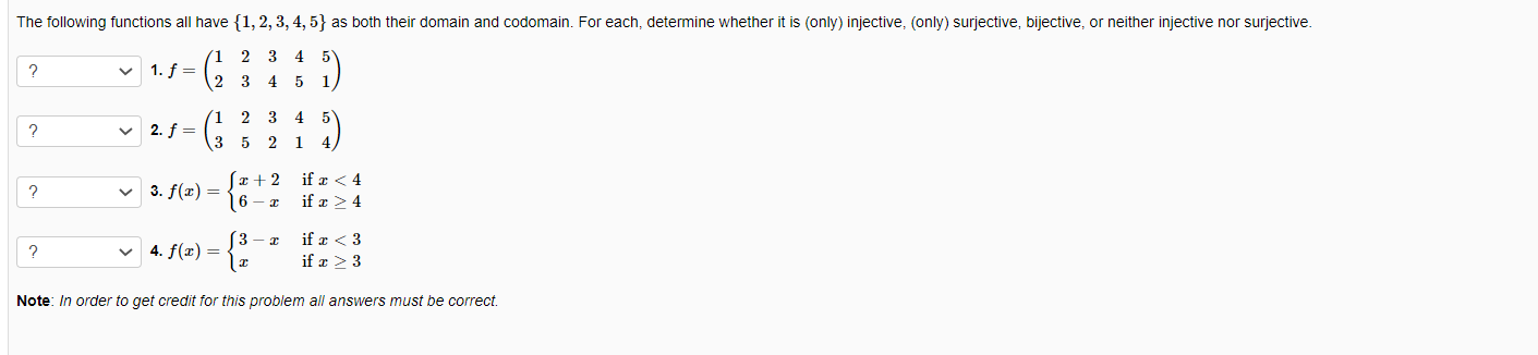 Solved The following functions all have {1,2,3,4,5} as both | Chegg.com