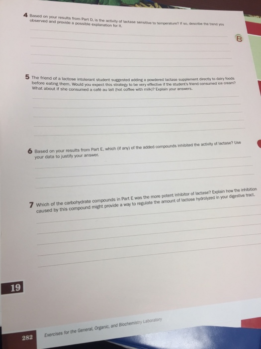 Solved Part B: Analyzing the Specificity of Lactase Lactase: | Chegg.com