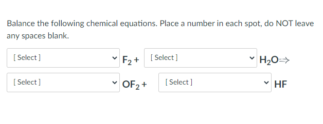 Solved Balance the following chemical equations. Place a | Chegg.com