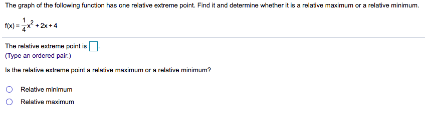 Solved The graph of the following function has one relative | Chegg.com