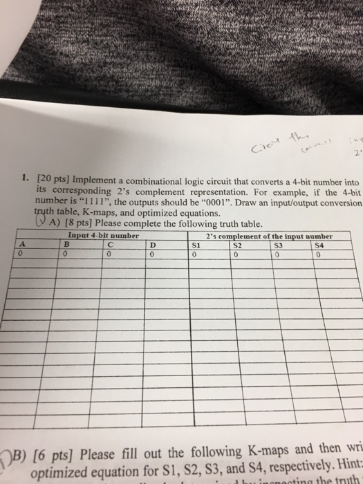 Solved Implement a combinational logic circuit that converts | Chegg.com
