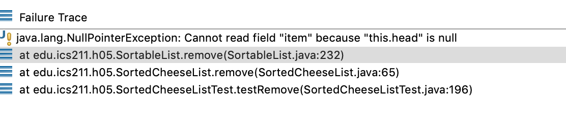 Solved Failure Trace java.lang.NullPointerException: Cannot | Chegg.com