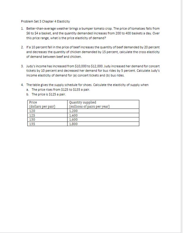 Solved Problem Set 3 Chapter 4 Elasticity 1. | Chegg.com Solved Problem Set 3 Chapter 4 Elasticity 1. | Chegg.com