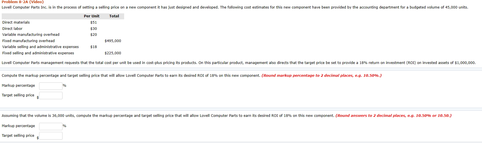 Solved Problem 8-2A (Video) Lovell Computer Parts Inc. is in | Chegg.com
