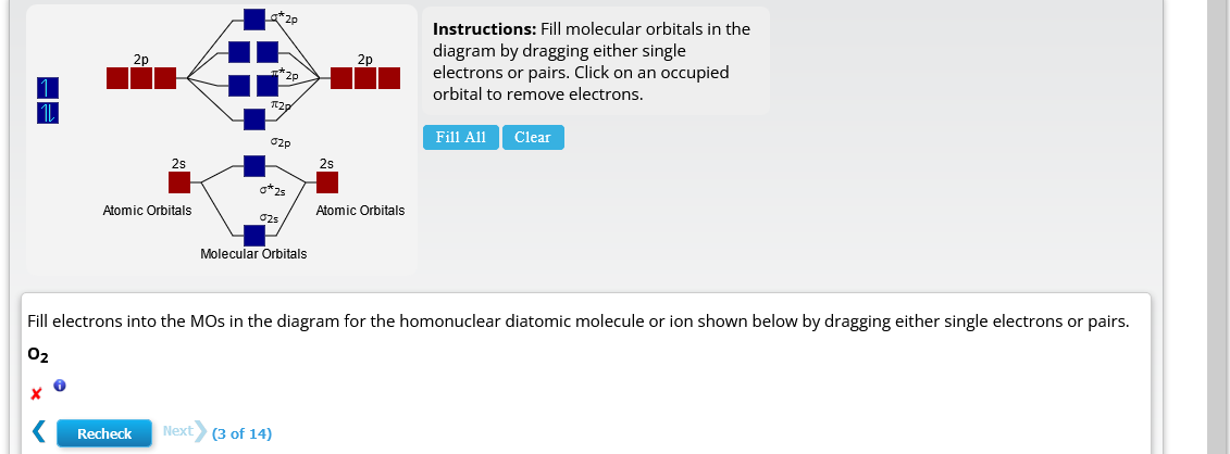 Solved Fill electrons into the MOs in the diagram for the | Chegg.com