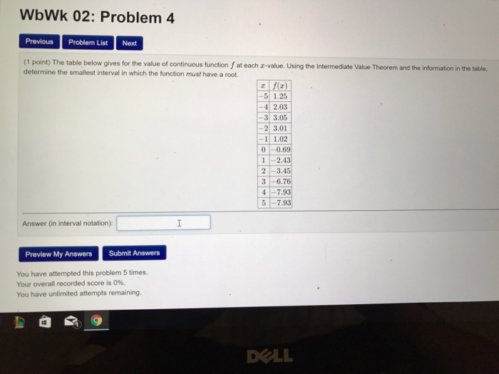 Solved The table below gives for the value of continuous | Chegg.com