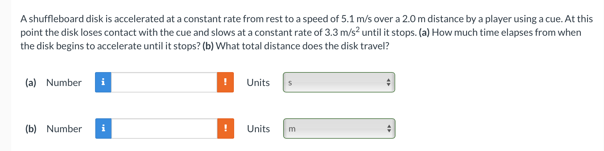 Solved A shuffleboard disk is accelerated at a constant rate | Chegg.com