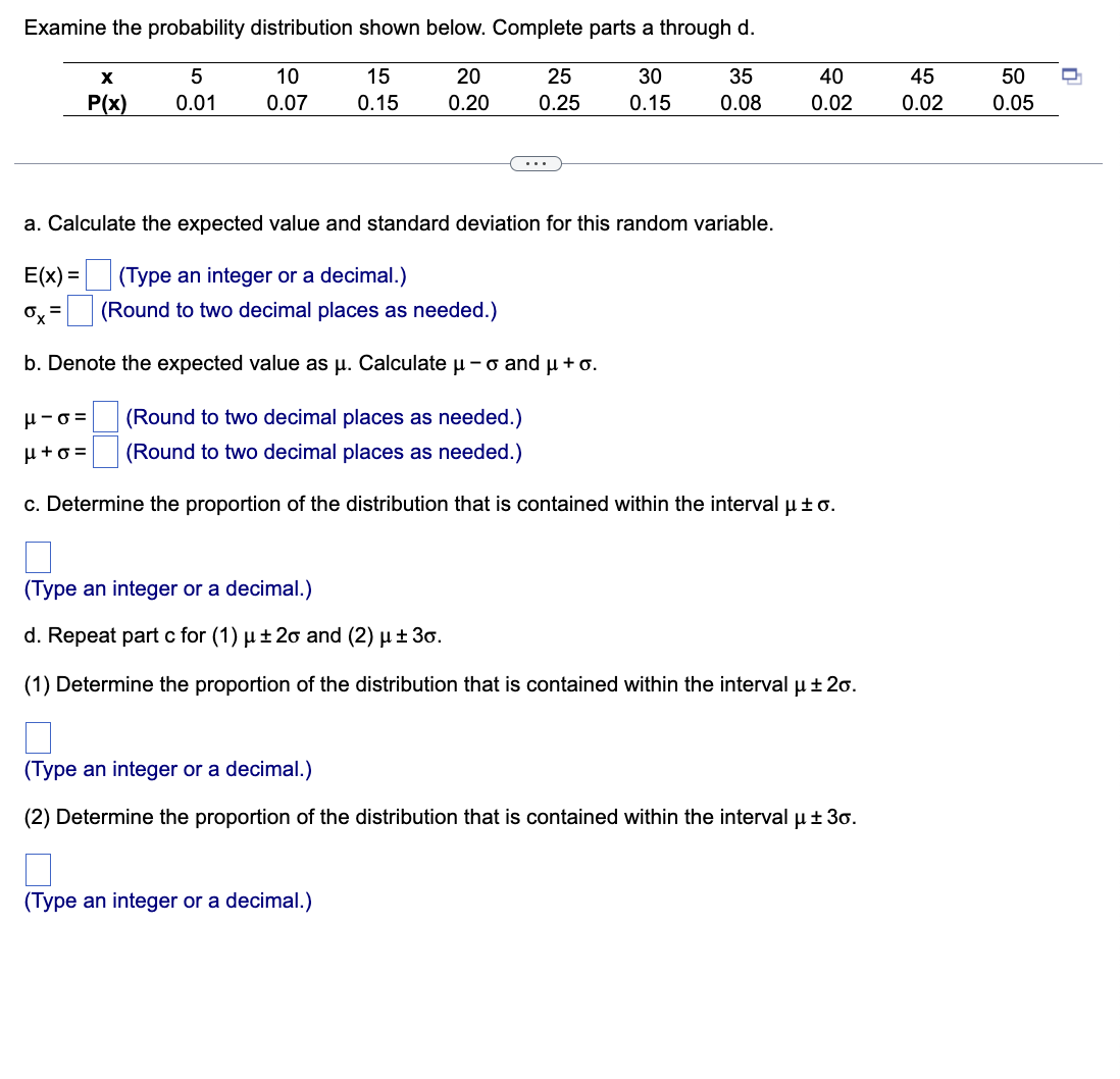 Solved Examine the probability distribution shown below. | Chegg.com
