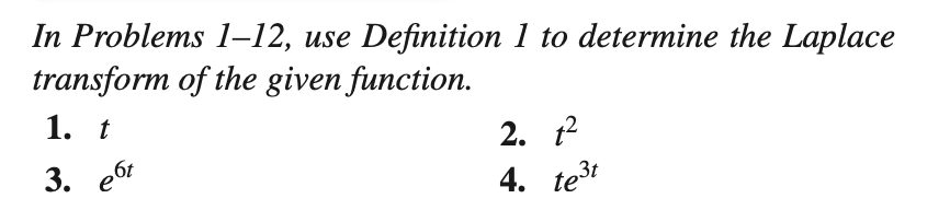 Solved In Problems 1-12, use Definition 1 to determine the | Chegg.com