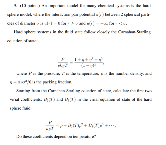 Solved The problem requires starting from Carnahan Starling | Chegg.com