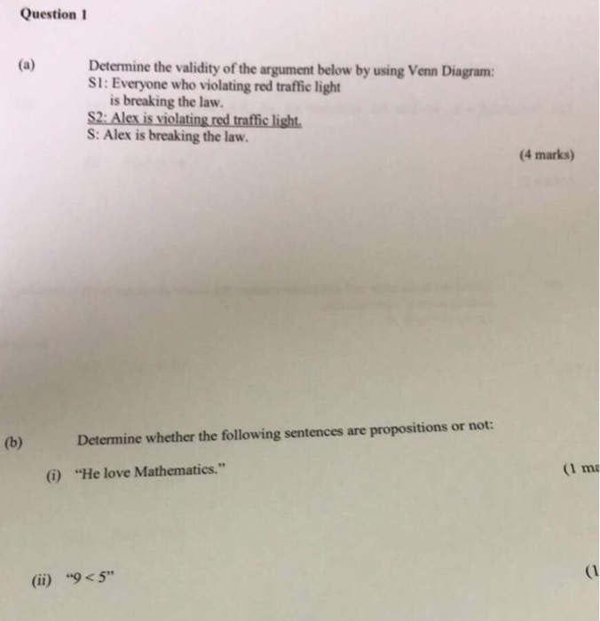 Solved Question 1 Determine the validity of the argument | Chegg.com