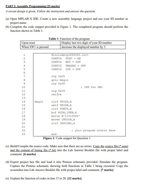 Solved PART 1: Assembly Programming (25 marks A circuit | Chegg.com