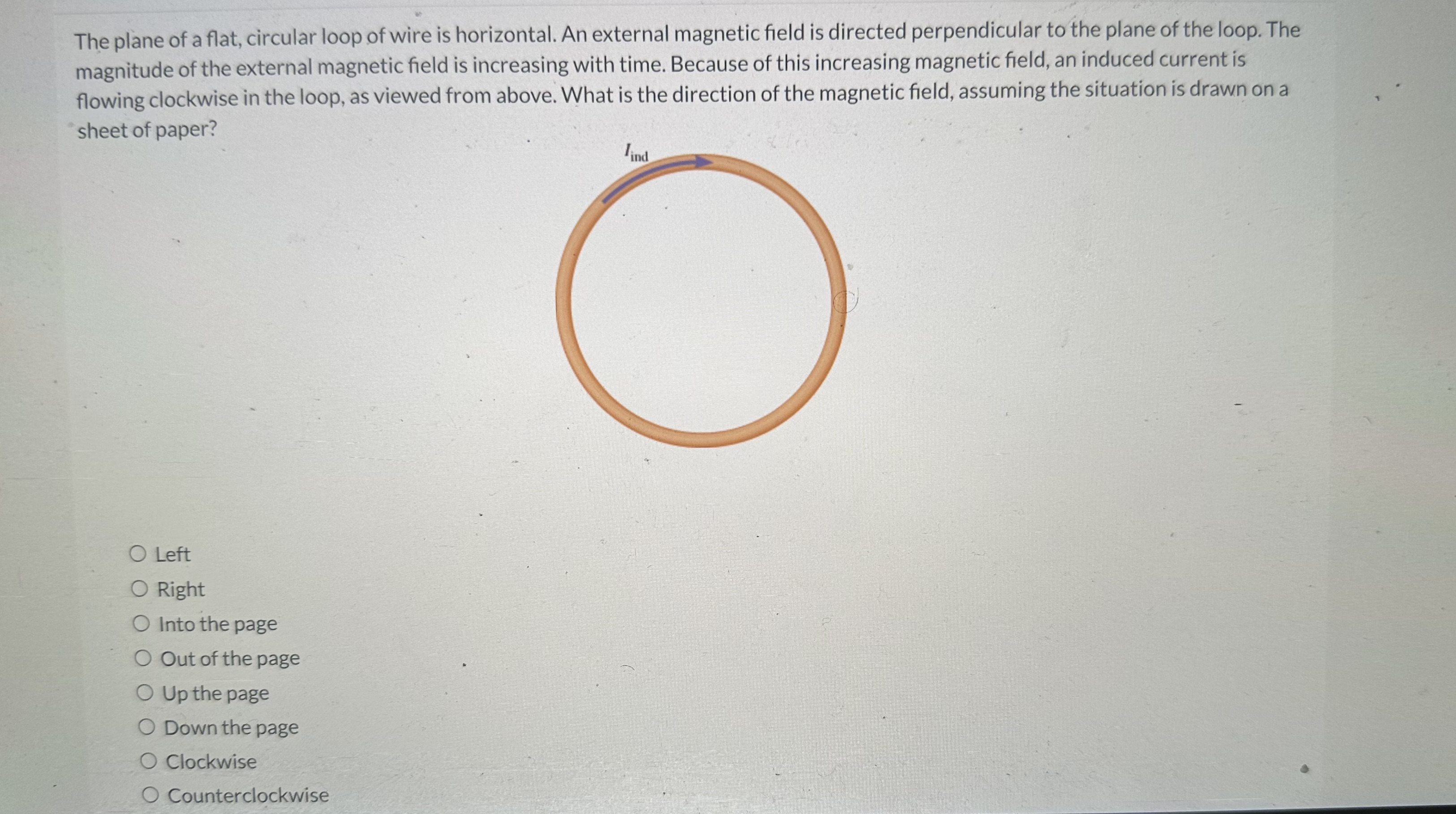 Solved The plane of a flat, circular loop of wire is | Chegg.com