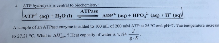 Solved [Physical Chemistry] A sample of ATPase | Chegg.com