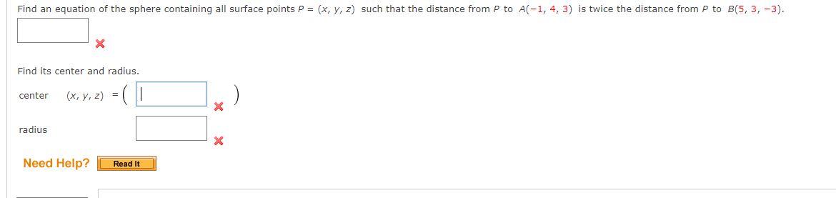 Solved Find an equation of the sphere containing all surface | Chegg.com