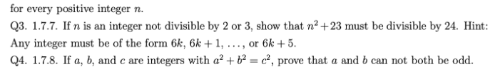 Solved for every positive integer n. Q3. 1.7.7. If n is an | Chegg.com
