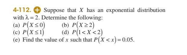 Solved 4-112. ⊕ Suppose that X has an exponential | Chegg.com