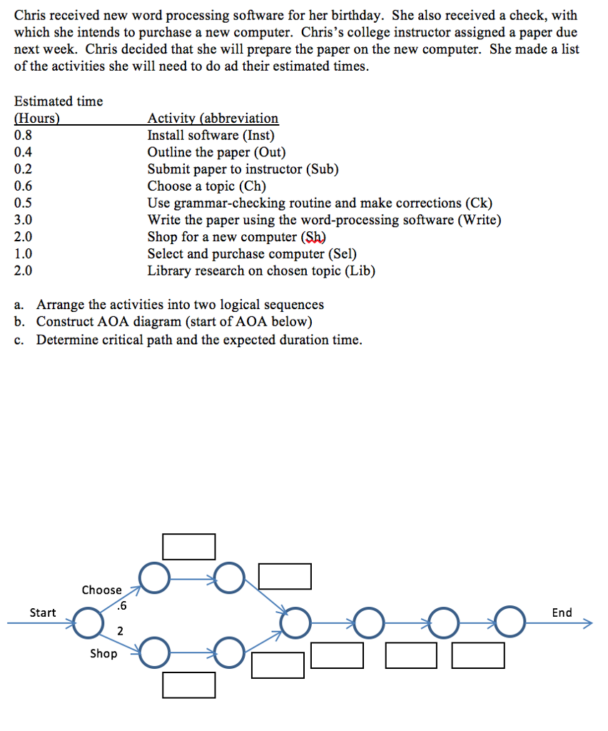 Solved Chris received new word processing software for her | Chegg.com