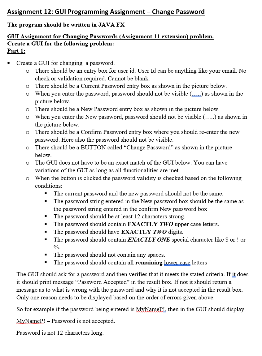 Solved Assignment 12: GUI Programming Assignment - Change | Chegg.com