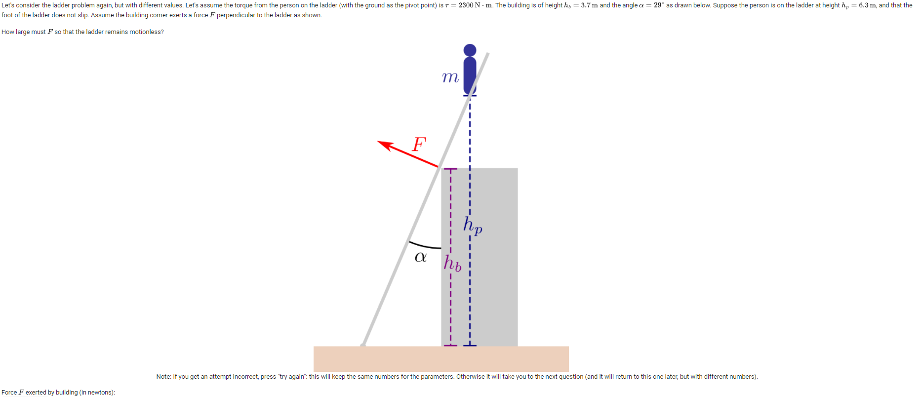 Solved Let's assume the torque from the person on the ladder | Chegg.com