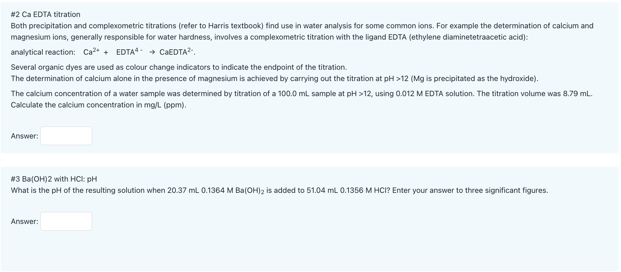 Solved \#2 Ca EDTA titration magnesium ions, generally | Chegg.com