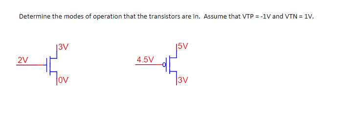 Solved Determine the modes of operation that the transistors | Chegg.com