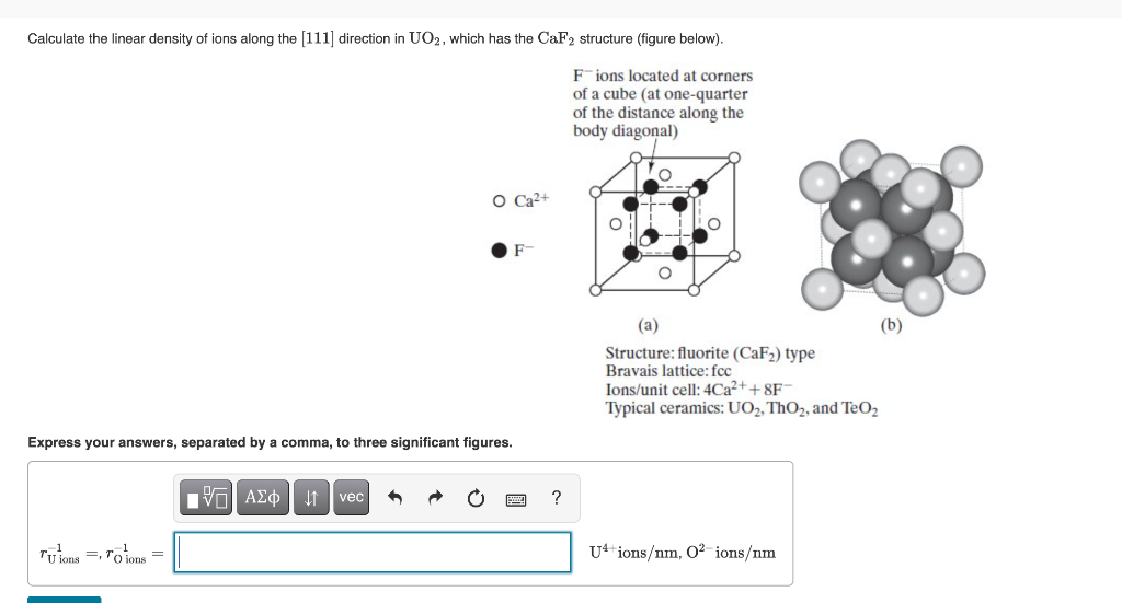 Solved Calculate the linear density of ions along the [111] | Chegg.com