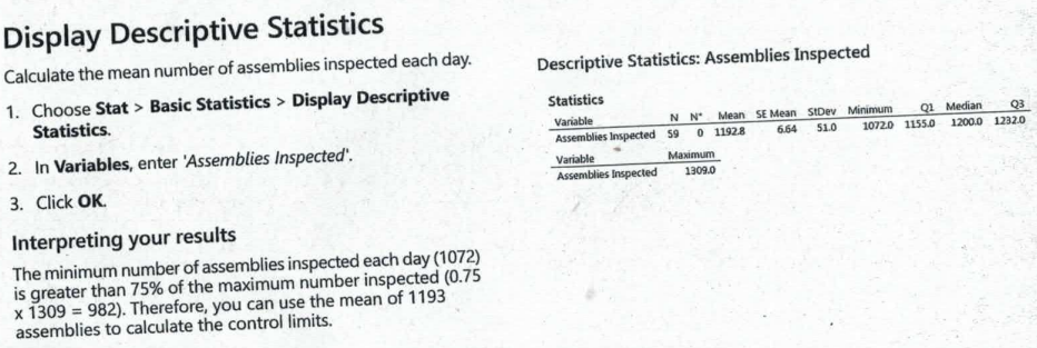 Solved P-CHART AND DESCRIPTIVE STATISTICS MINITAB | Chegg.com