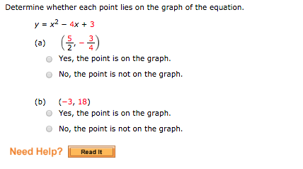 Solved Determine whether each point lies on the graph of the | Chegg.com