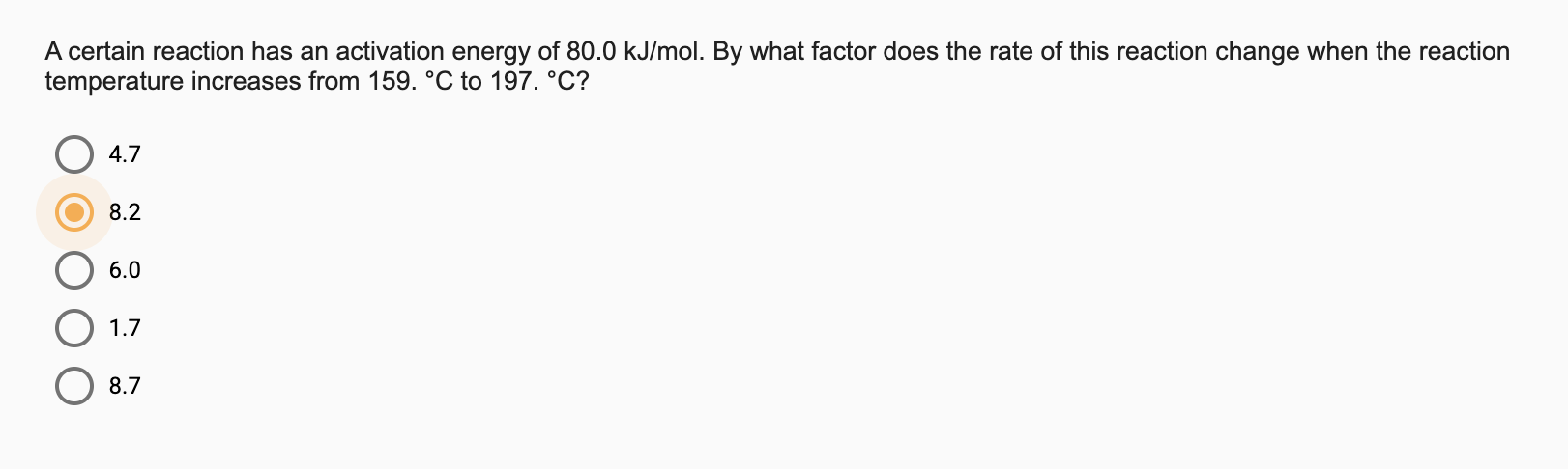 Solved A Certain Reaction Has An Activation Energy Of 80 0